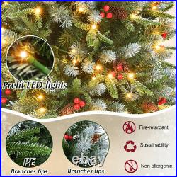 4-9ft Prelit Artificial Christmas Tree Snow Frosted with Pinecones ...