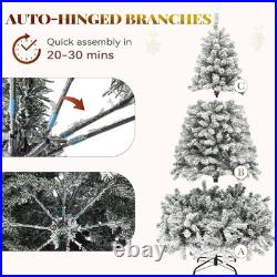 7.5ft Prelit Snow Flocked Artificial Full Christmas Tree with Remote ...