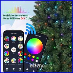 7ft Prelit Artificial Christmas Tree & App-Controlled Multi-Color ...